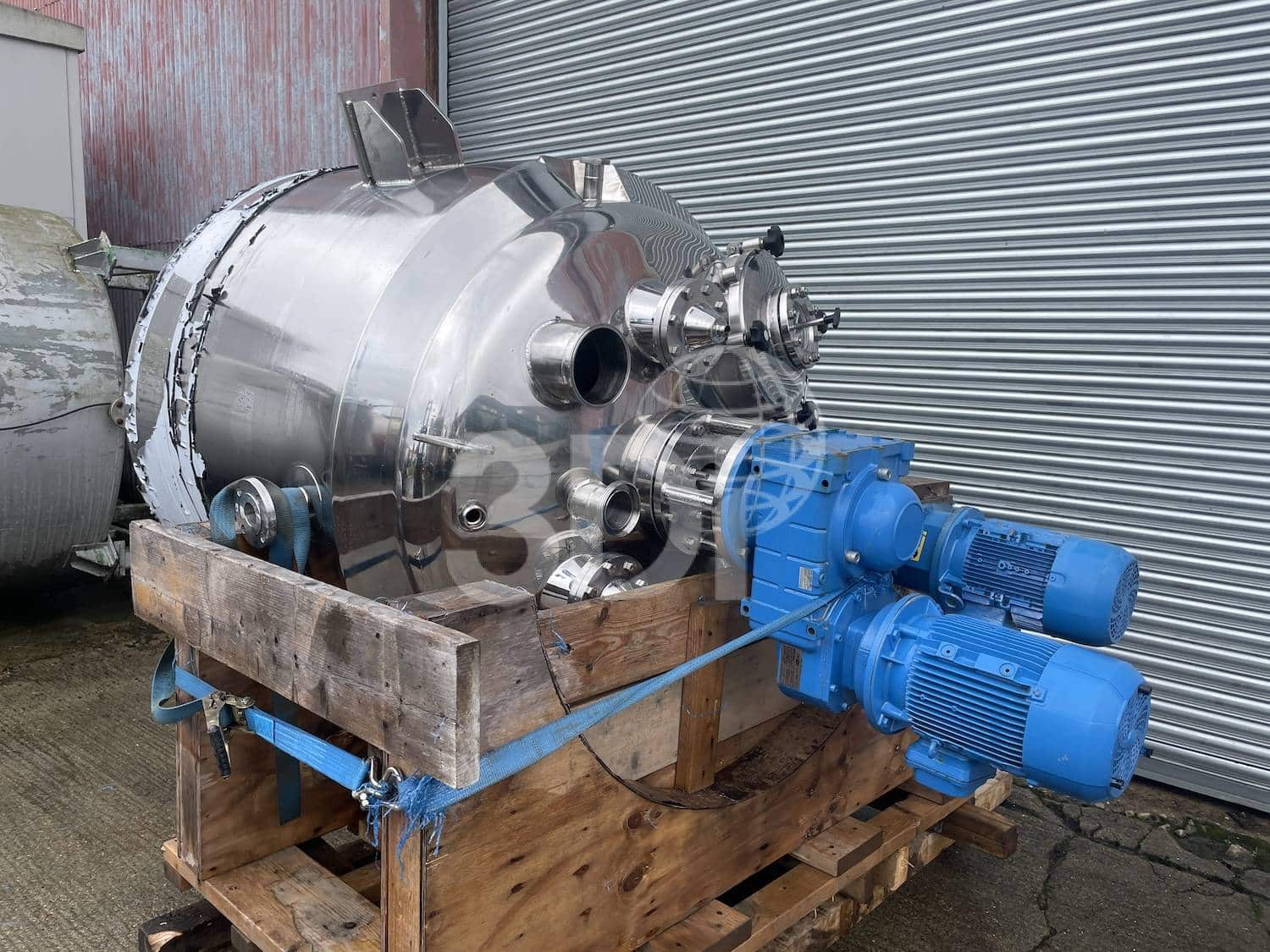 1,820 Litre Stainless Steel Jacketed Process Vessel - 3Di process equipment